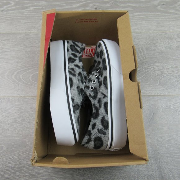 Vans | Shoes | Vans Authentic Platform Fuzzy Snow Leopard Sneaker ...
